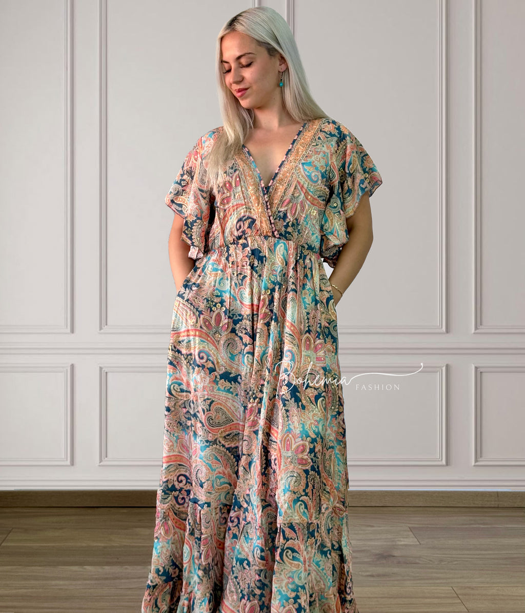 Átlapolt mellkasú maxi ruha – Bohemia Fashion